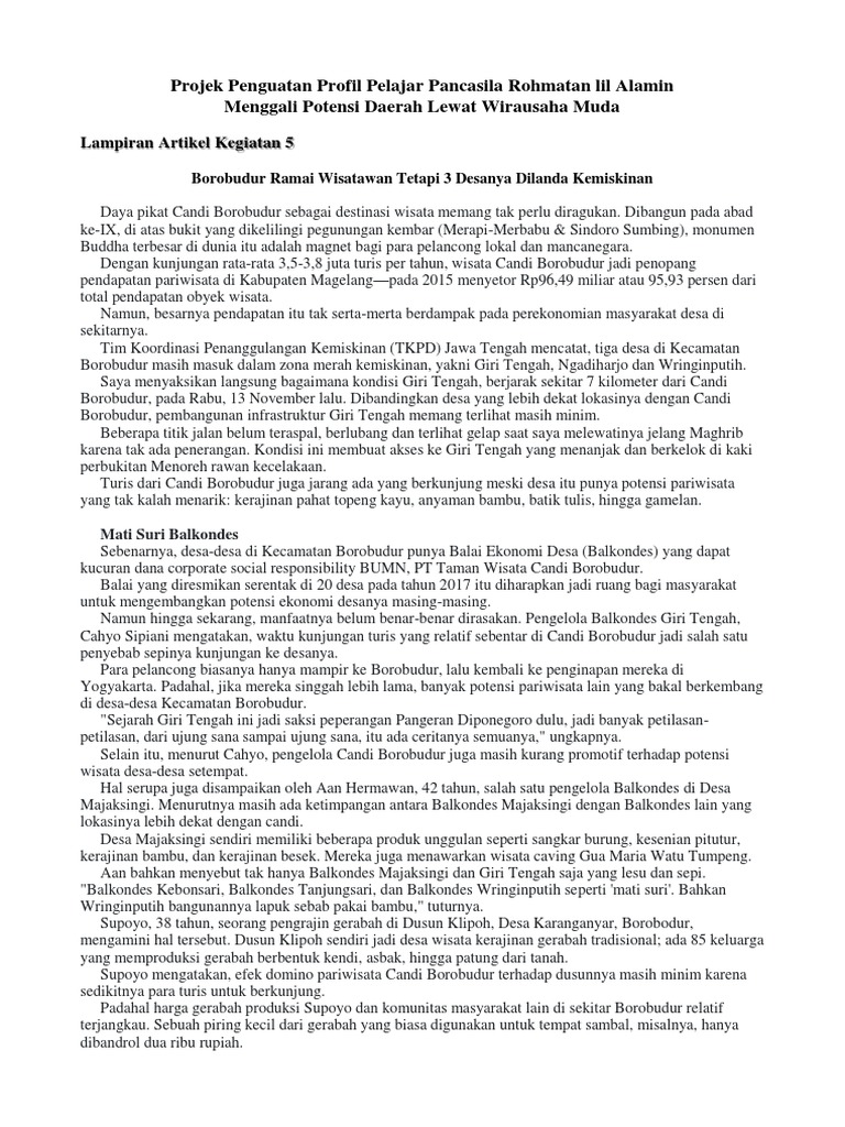 Artikel Untuk Kegiatan 5 Dan 6 P5RA | PDF