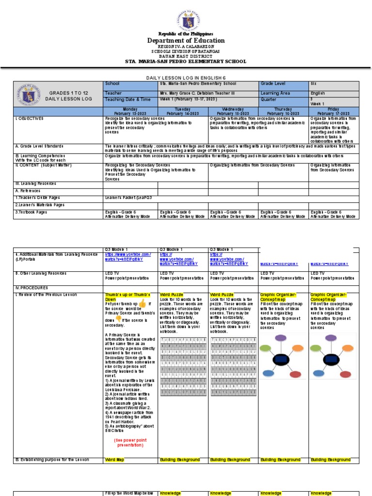 English 6 Dll Week 1 Quarter 3 Pdf