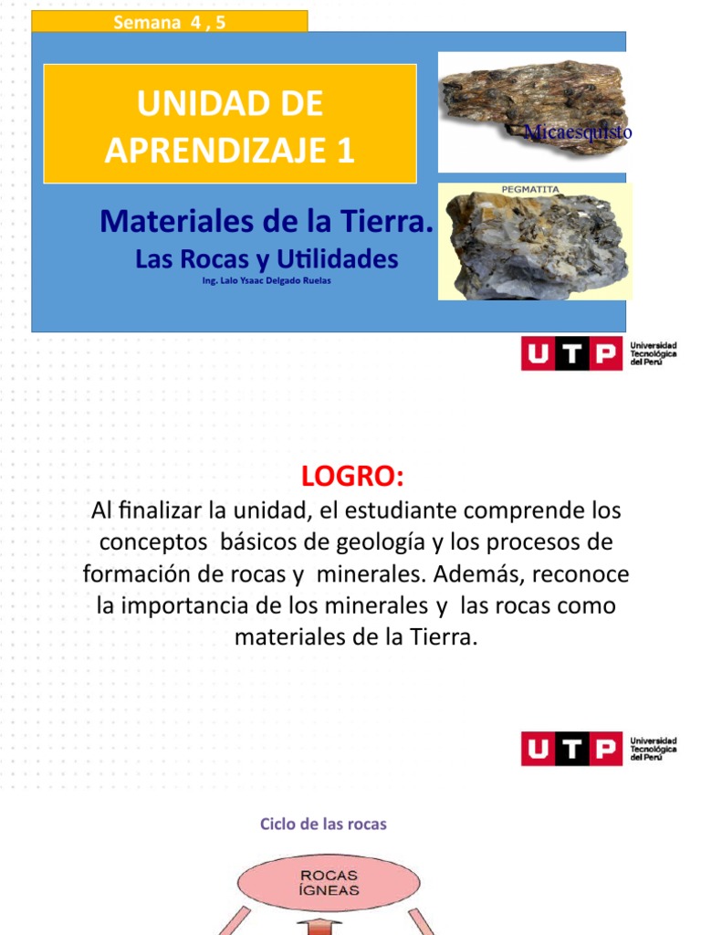 Semana 4 y 5 Materiales de La Tierra Las Rocas y Utilidades-Ppt (Actualizado) Geologia | PDF ...