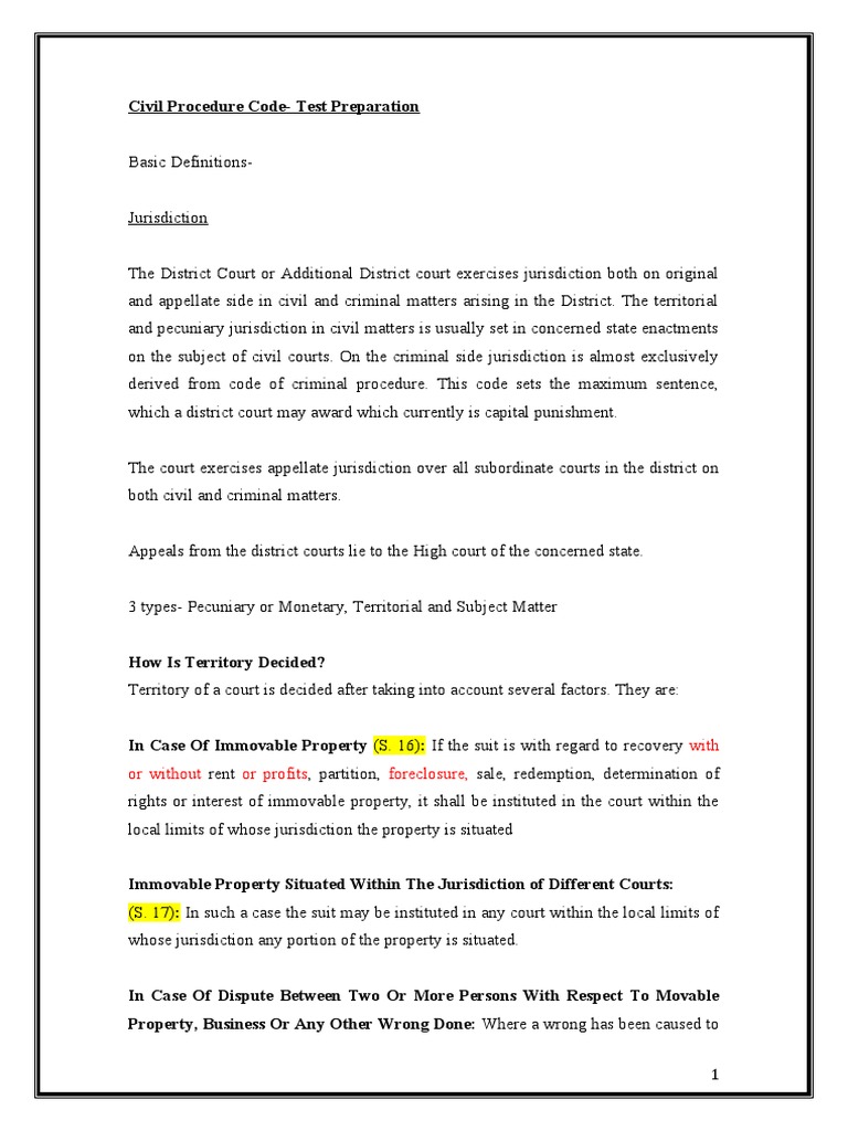 Civil Procedure Code Exam Notes Final 13221 Pdf Res Judicata
