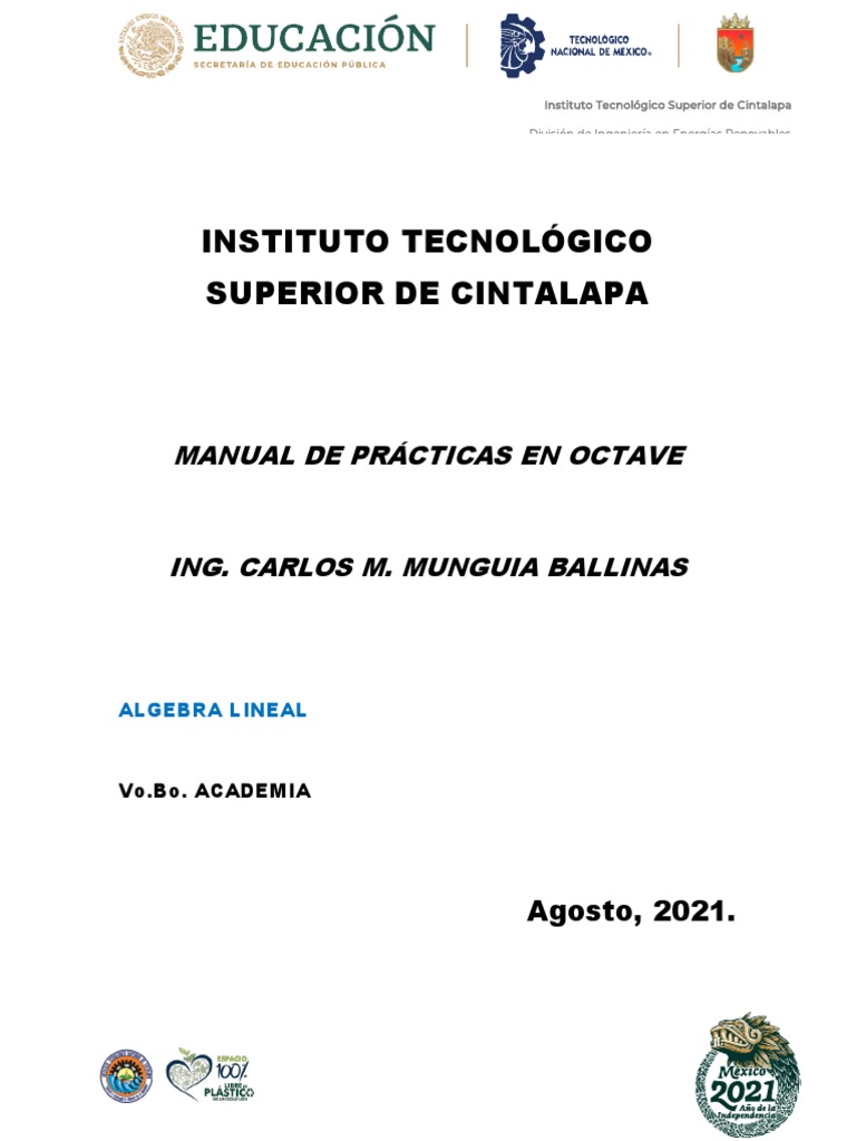 MANUAL de Octave | PDF | Sistema de ecuaciones lineales | Ecuaciones