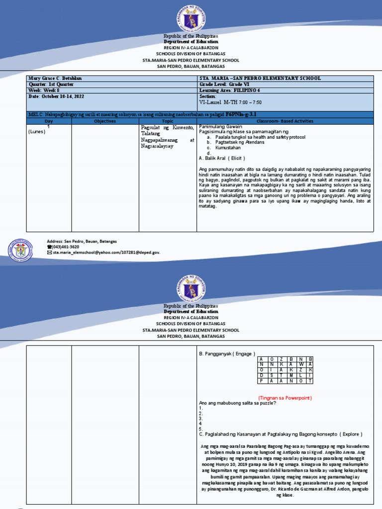 WHLP-WEEk 8-Q1-Filipino-6 | PDF