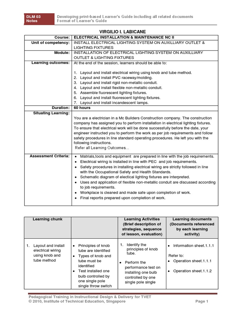 Installation Of Electrical Lighting System On Auxiliary Outlet
