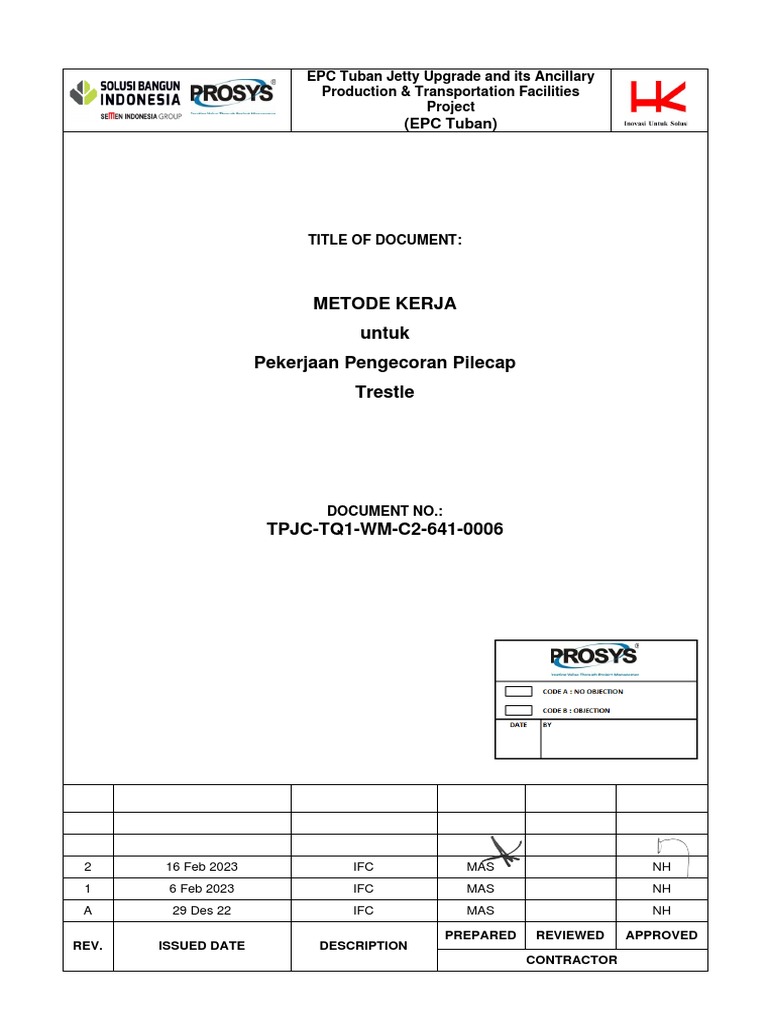 Metode Kerja Pengecoran Pilecap Trestle Proyek EPC Tuban | PDF