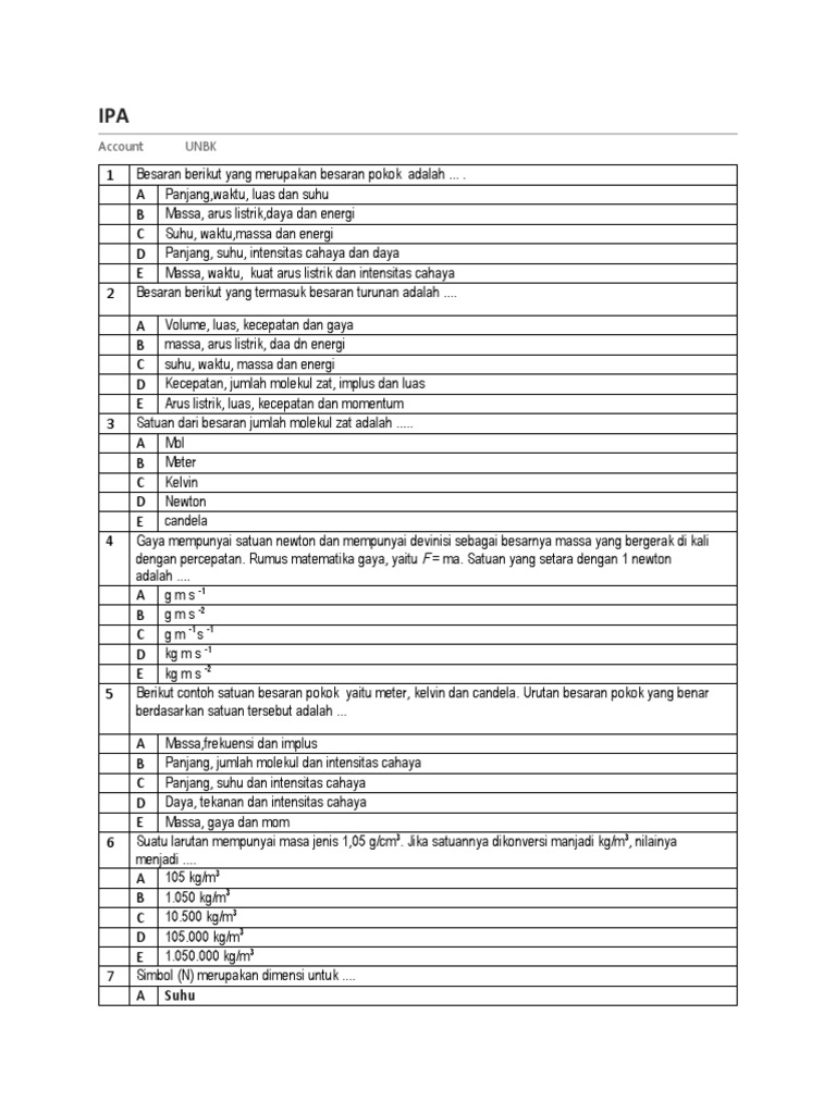 Template Soal IPA | PDF | Metode & Bahan Ajar | Sains & Matematika