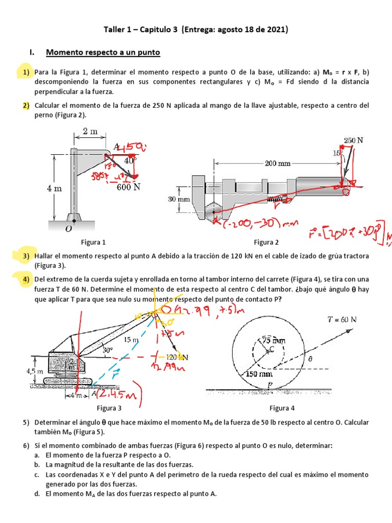 Taller 1 Momentos Respecto A Un Punto y Un Eje | PDF | Geometría