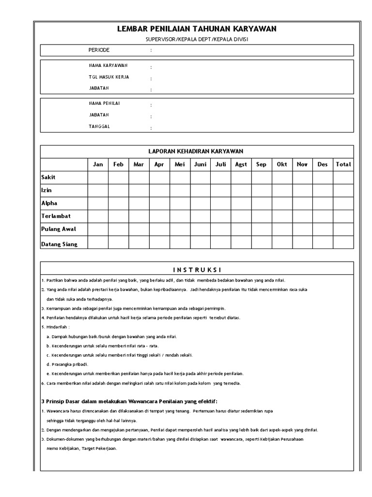FO-HR.06 (Form. Penilaian Karyawan) | PDF