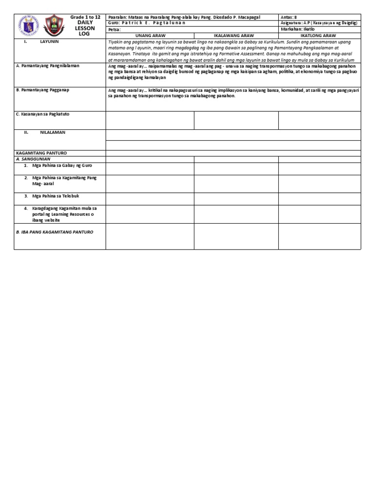 DLL Template q3 | PDF