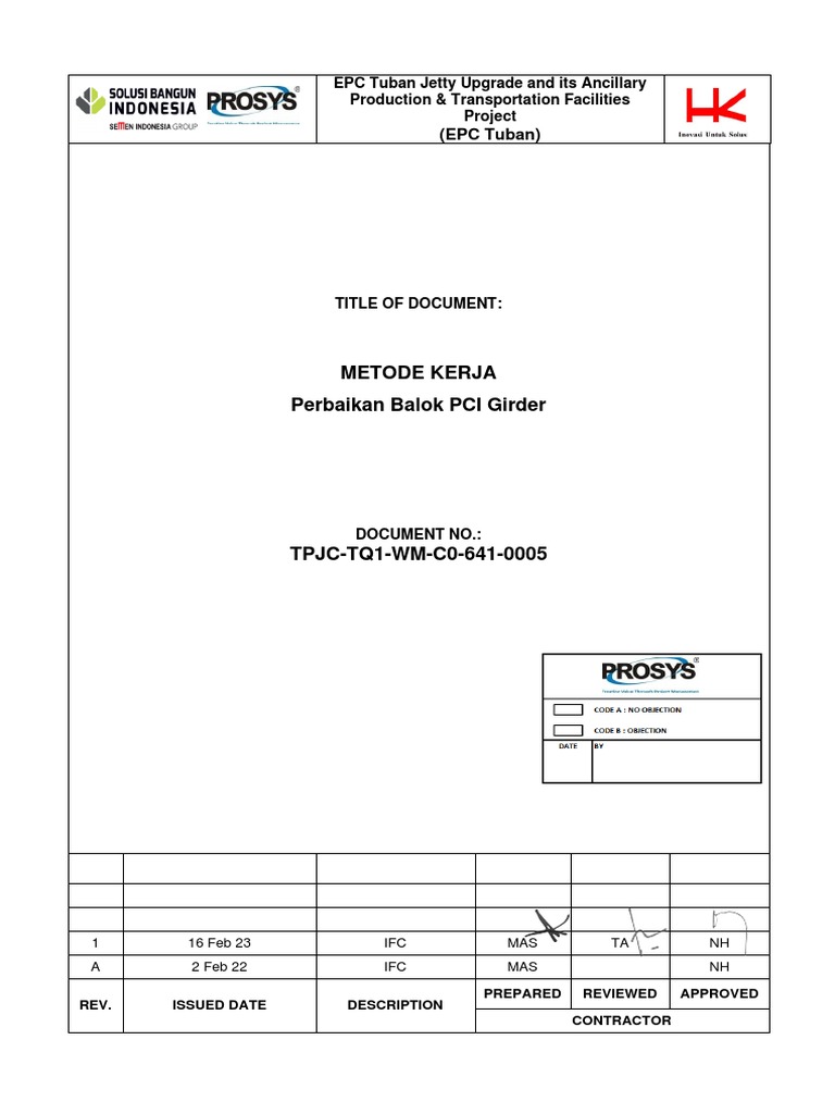 TPJC-TQ1-WM-C0-641-0005 Metode Kerja Perbaikan Pada Balok PCI Girder ...