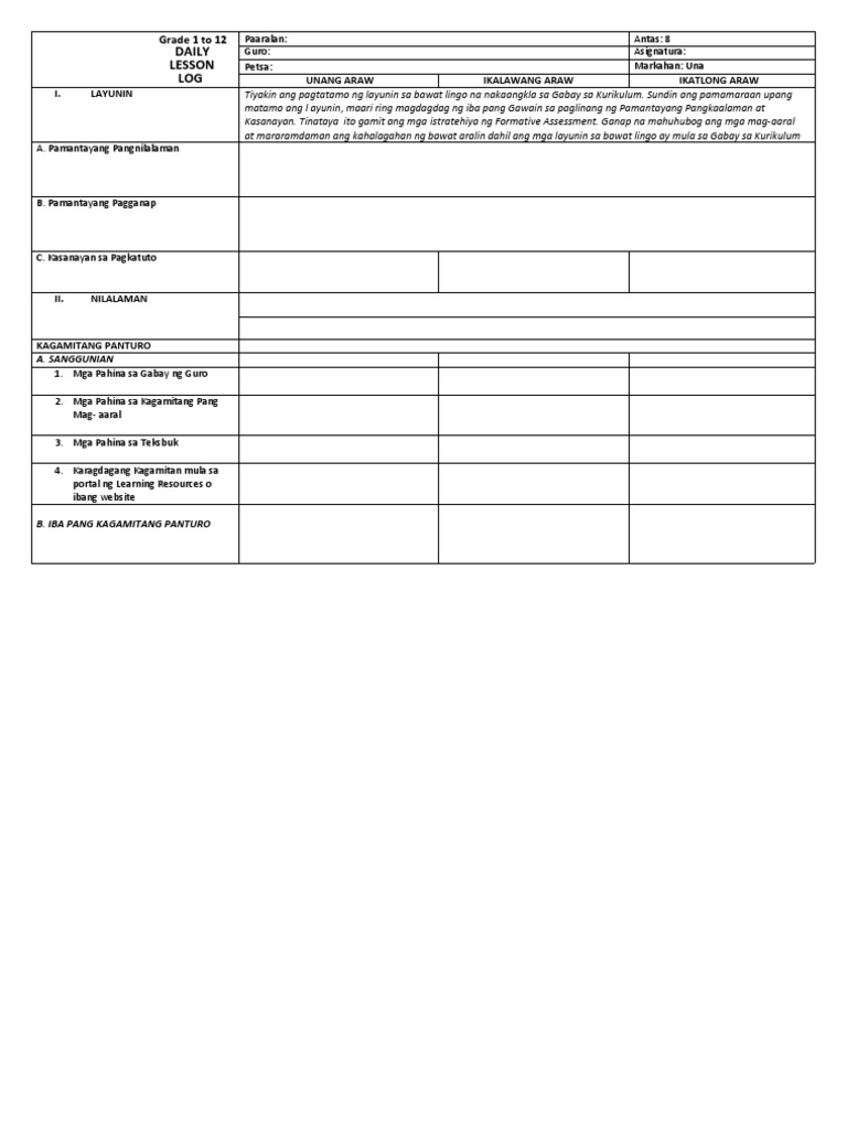 DLL TEMPLATE 2 | PDF