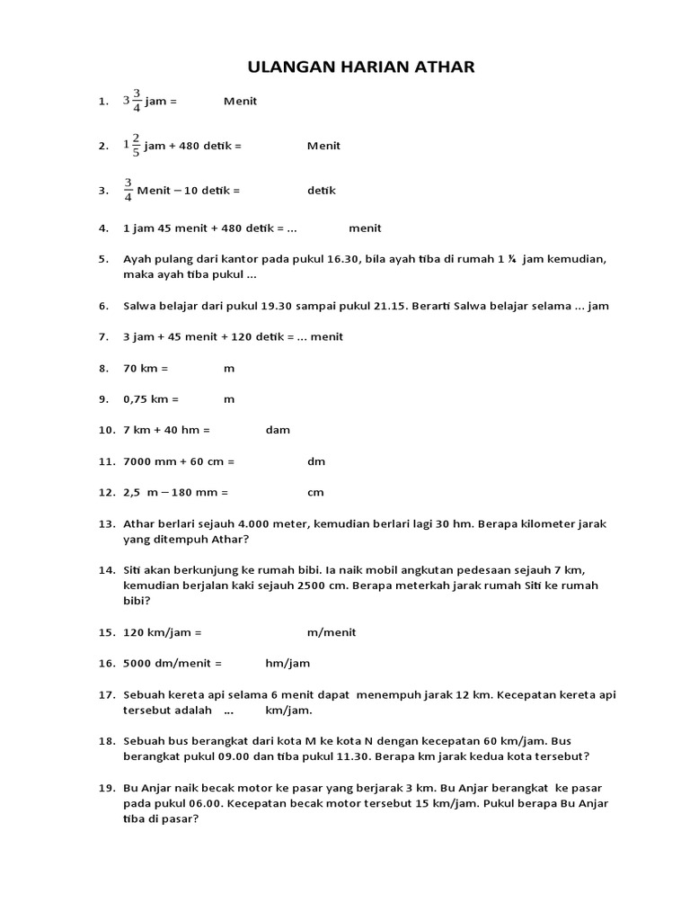 Ulangan Harian Athar | PDF | Perjalanan | Griya & Taman