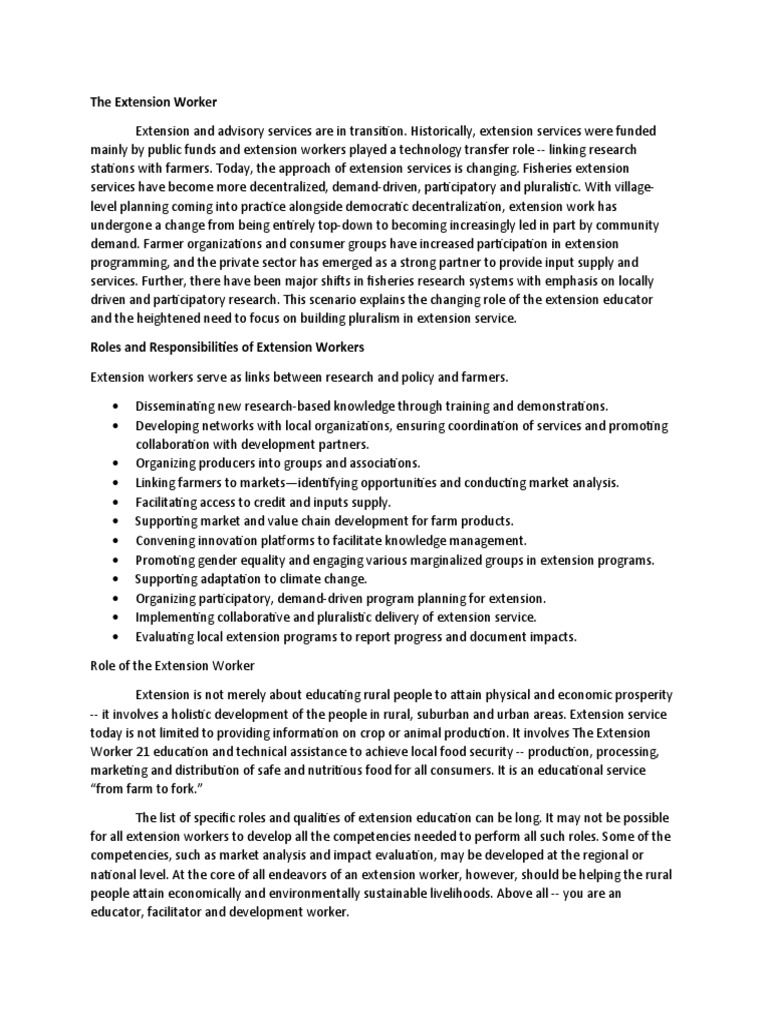 Extension Worker | PDF | Learning | Experience