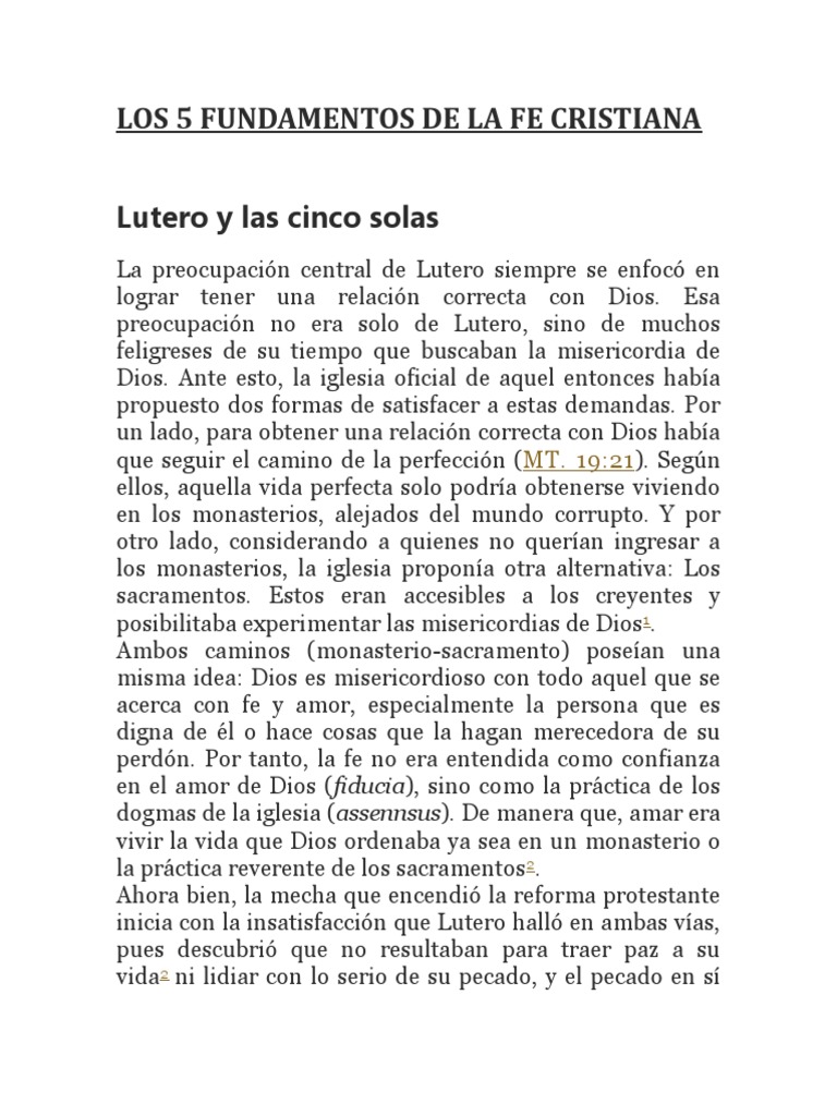Los 5 Fundamentos de La Fe Cristiana | PDF | Biblia | Martin Luther