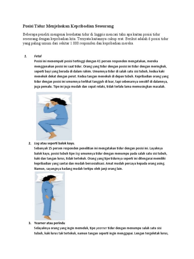 Posisi Tidur Menjelaskan Kepribadian Seseorang: 1. Fetal | PDF