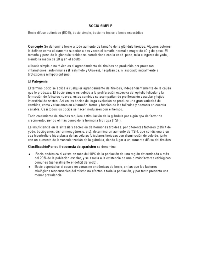 Bocio Simple: Causas y Clasificación | PDF | Tiroides | Hipotiroidismo