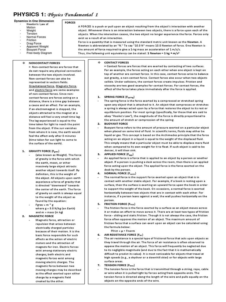 Physics 1 - Fundamental Physics (Forces) | PDF | Force | Friction Physics 1 - Fundamental Physics (Forces) | PDF | Force | Friction