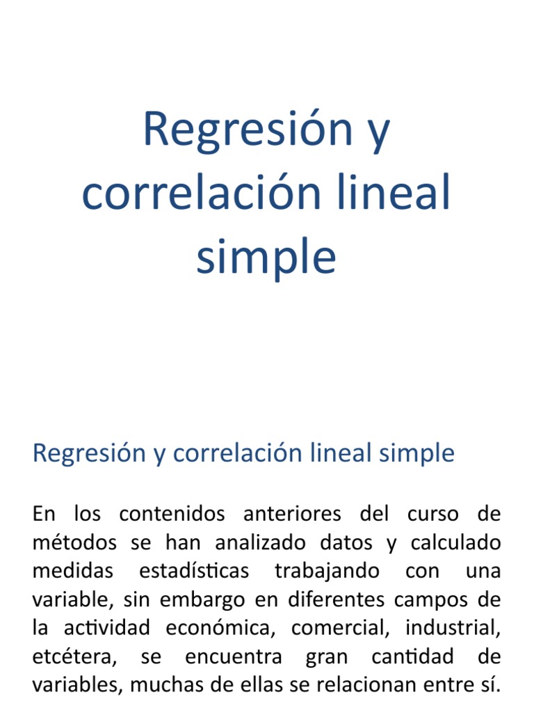 Regresión y Correlación Lineal Simple | PDF | Análisis de regresión | Estadísticas
