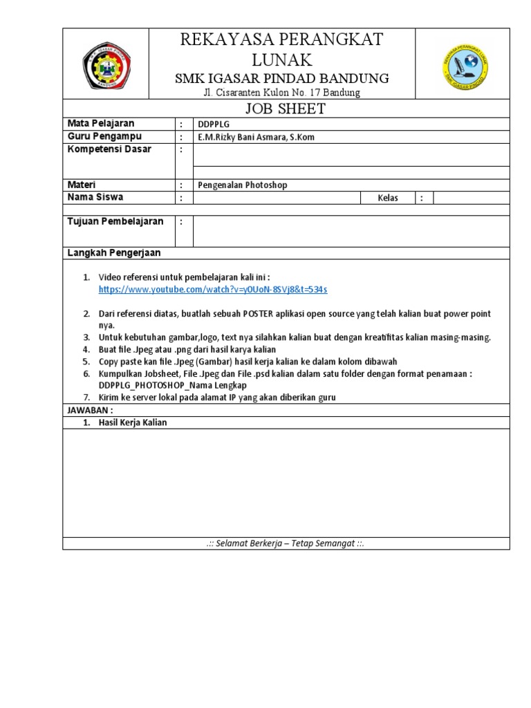 Jobsheet AdobePhotoshop | PDF