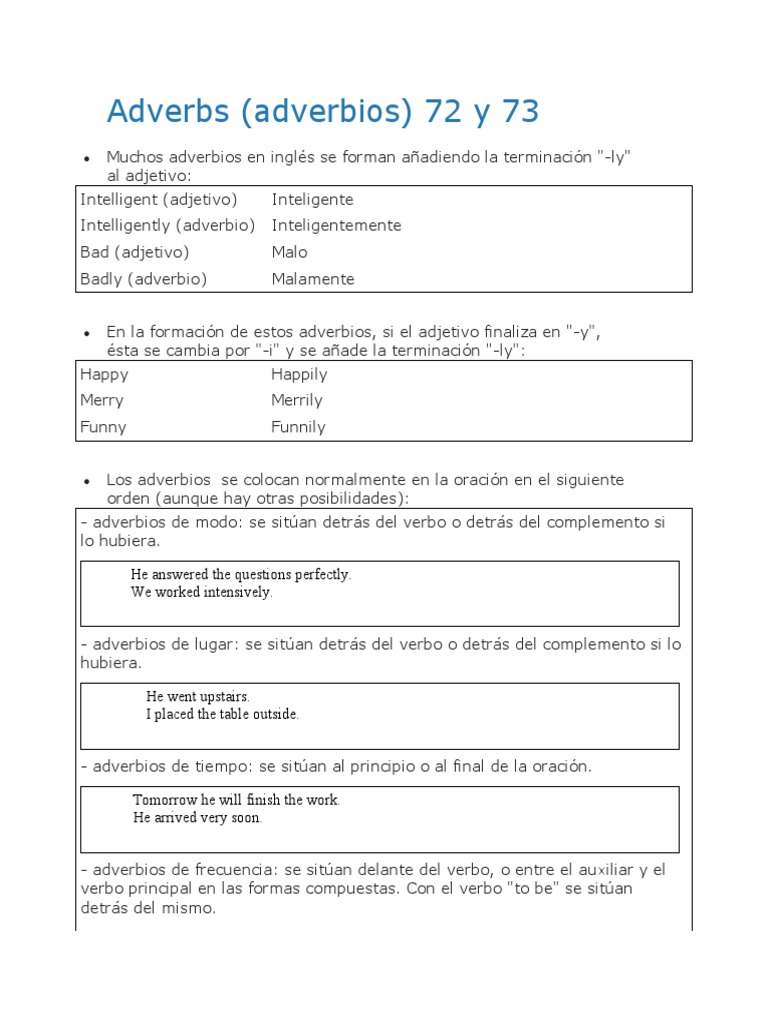 Adverbs (Adverbios) 72 y 73 | PDF | Semiótica | Interpretación (filosofía)