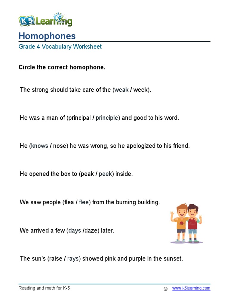Grade 4 Homophones 4 | PDF