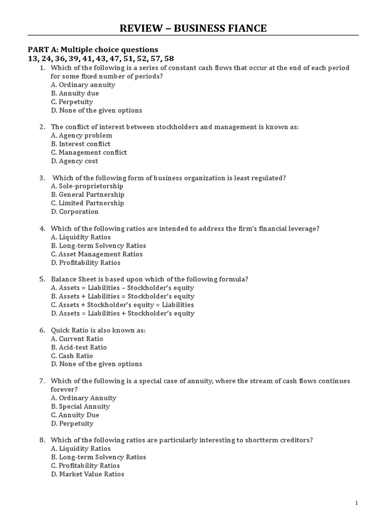Review FINAL EXAM - Business Finance | PDF | Net Present Value ...