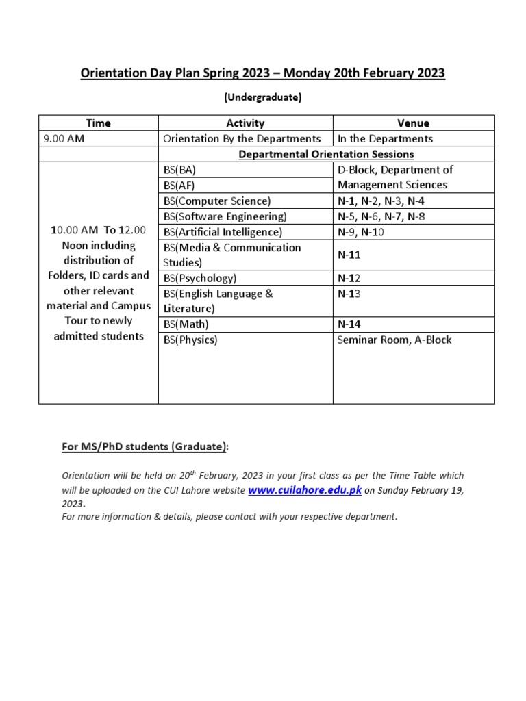 Orientation Plan | PDF