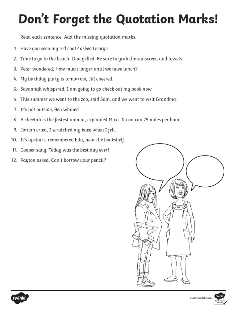 Quotation Marks Practice for Kids | PDF
