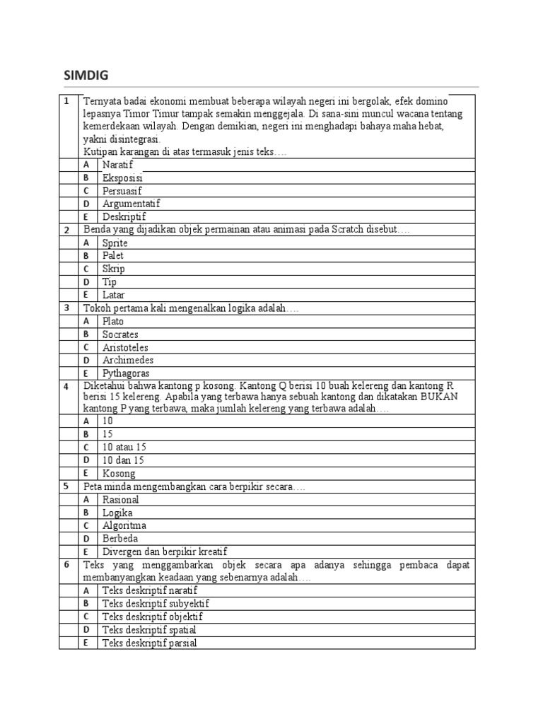 Soal Simdig Kelas Xii | PDF