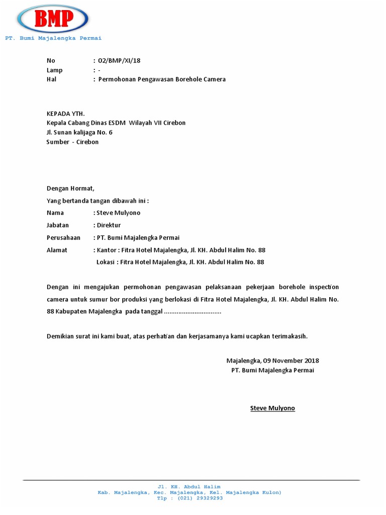 Surat Permohonan Bap | PDF