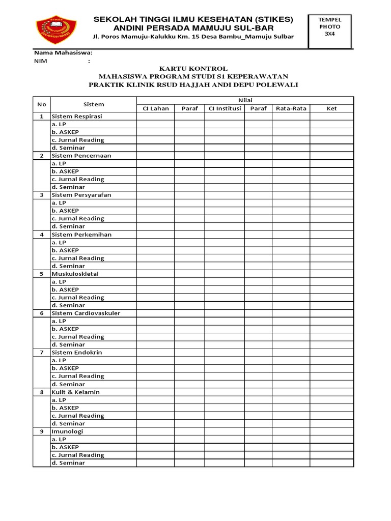 Kartu Kontrol Nilai Rsud Hajja Andi Depu Polewali | PDF | Kesehatan ... Kartu Kontrol Nilai Rsud Hajja Andi Depu Polewali | PDF | Kesehatan ...