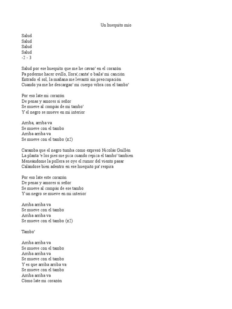 Un Huequito Mio (Letra) - Sofy SunRise | PDF