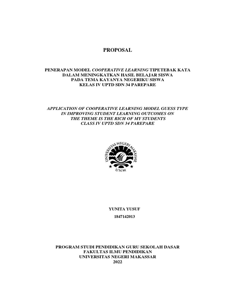 Yunita Yusuf Proposal 21-03-22 | PDF | Karier & Perkembangan