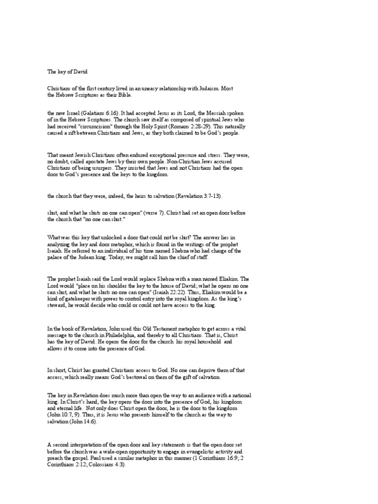 The Key of David | PDF | Christian Church | Jesus