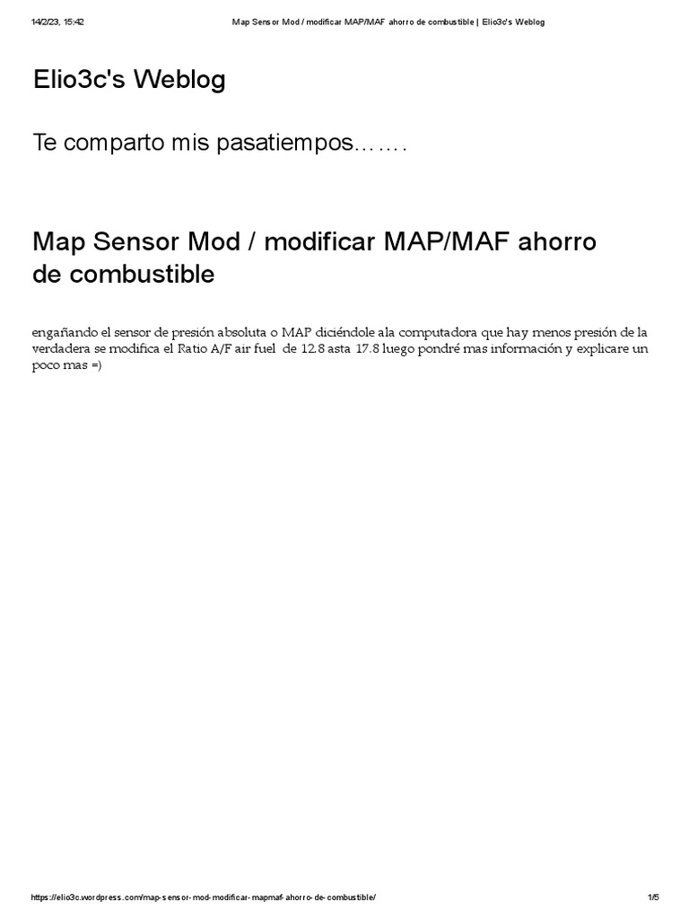Map Sensor Mod - Modificar MAP - MAF Ahorro de Combustible - Elio3c's Weblog | PDF | Tecnología ...