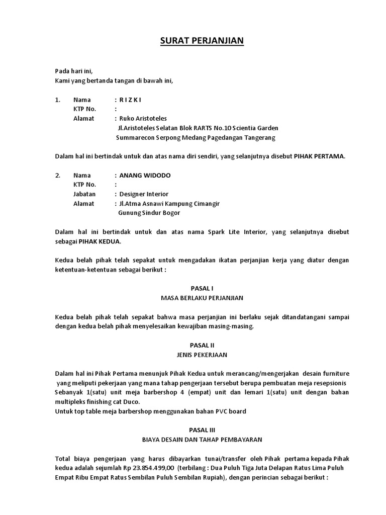 Surat Perjanjian Kerja | PDF