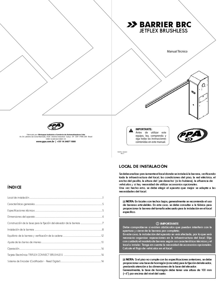 Manual Cancela Barrier BRC Jetflex Brushless Esp | PDF | Tornillo ...