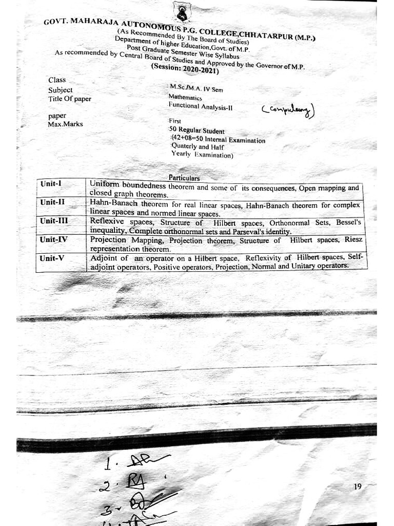 Syllabus MSC 4th Sem Math | PDF