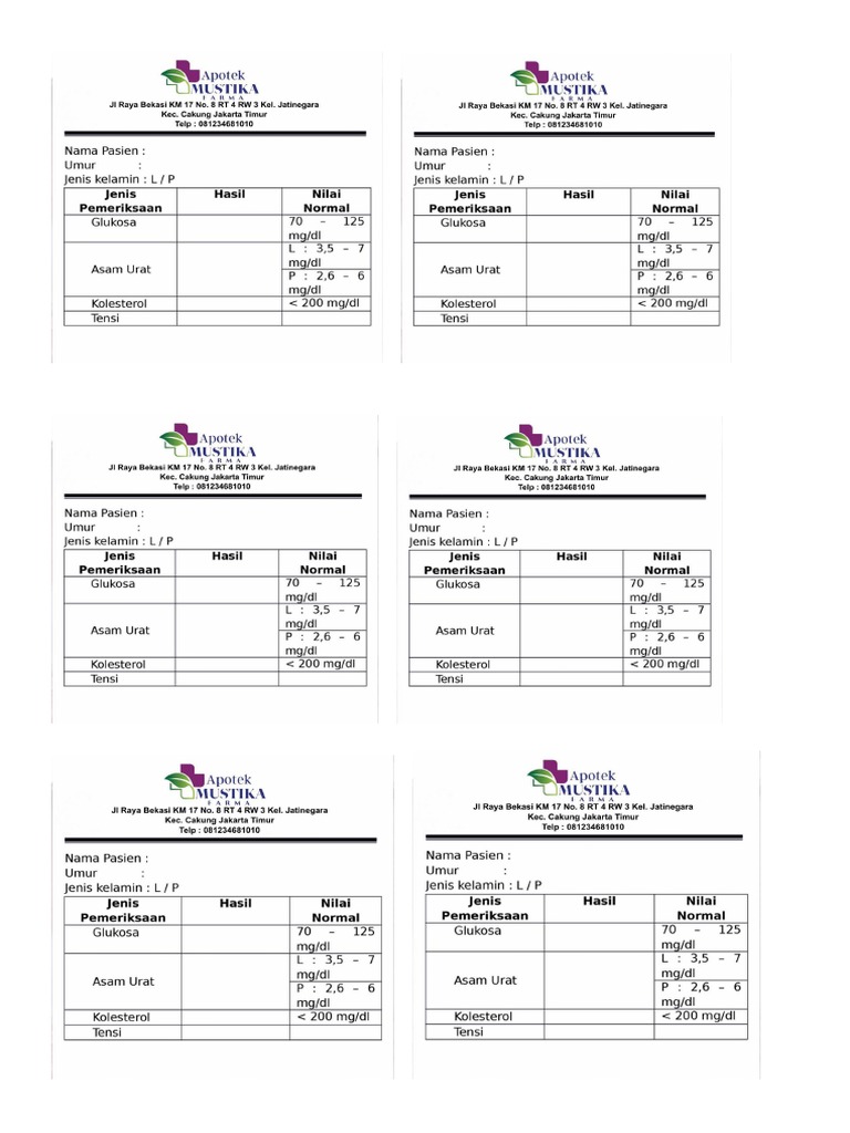 Form Cek Kesehatan | PDF