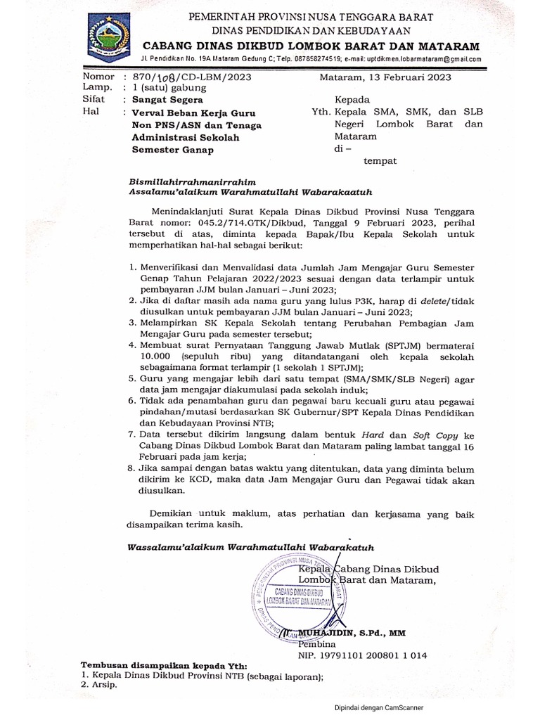 Veval Beban Kerja GTT Dan PTT 2023 | PDF