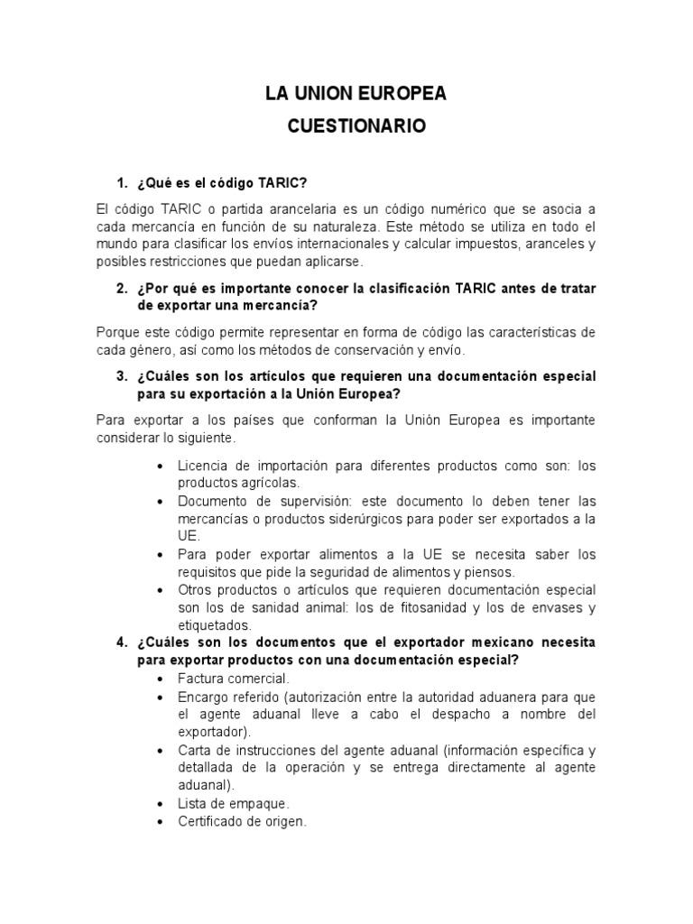 Qué Es El Código TARIC | PDF | Business | Comercio
