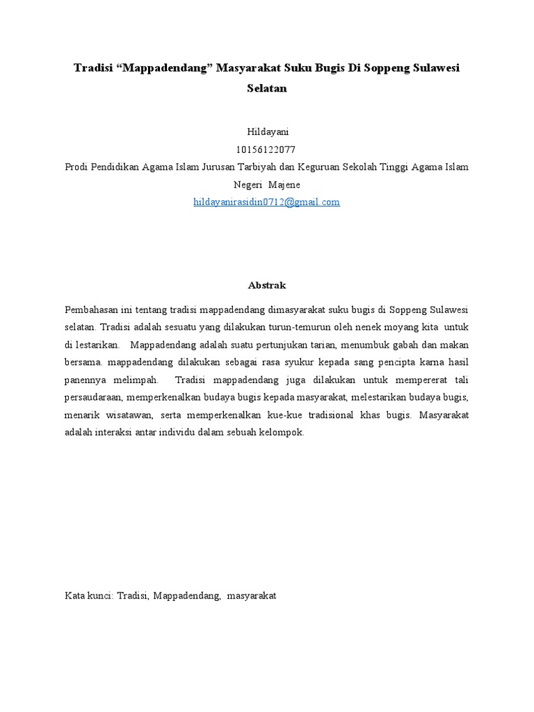 Tradisi Mappadendang Masyarakat Suku Bugis Di Soppeng Sulawesi Selatan ...
