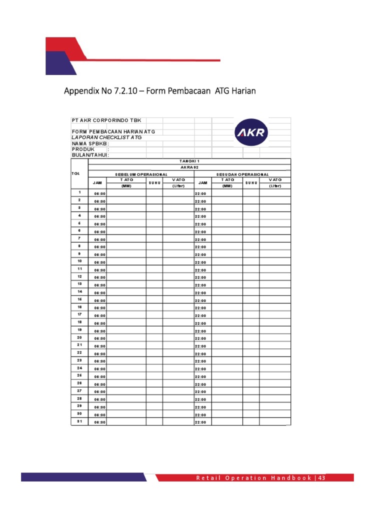 Checklist ATG Harian | PDF