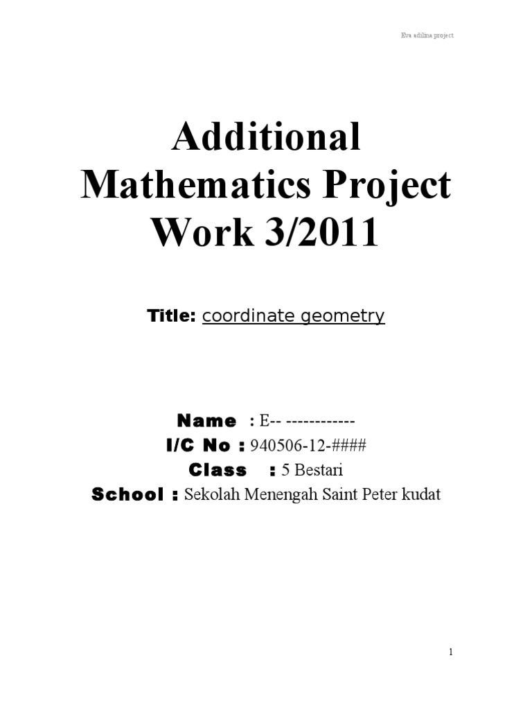 Additional Mathematics Project Work 3 2001 | PDF | Algebra | Geometry