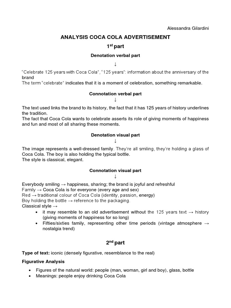 Analysis Coca Cola Adv | PDF | Coca Cola | Communication