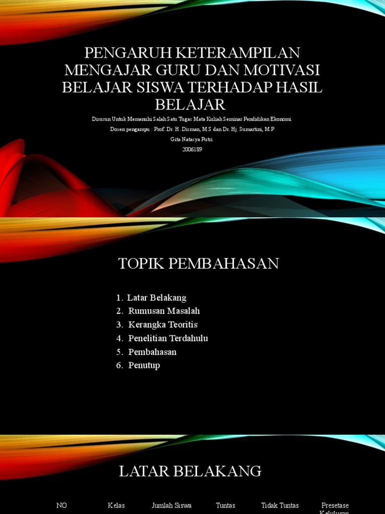 Pengaruh Keterampilan Mengajar Guru Dan Motivasi Belajar Siswa | PDF Pengaruh Keterampilan Mengajar Guru Dan Motivasi Belajar Siswa | PDF