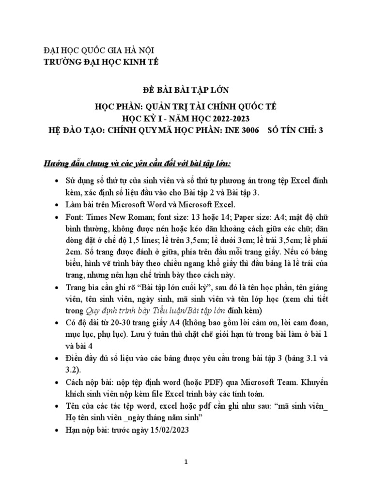 Bài tập lớn QTTCQT INE3066 | PDF