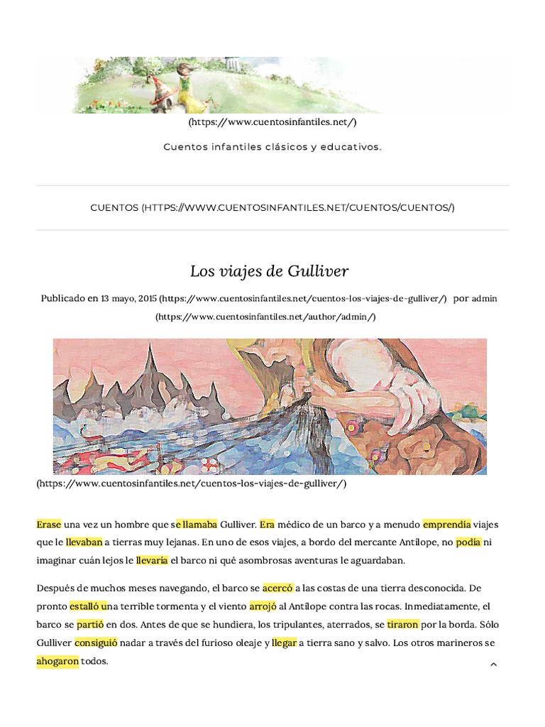 Los Viajes De Gulliver Cuentos Infantiles Pdf Viajes De Gulliver