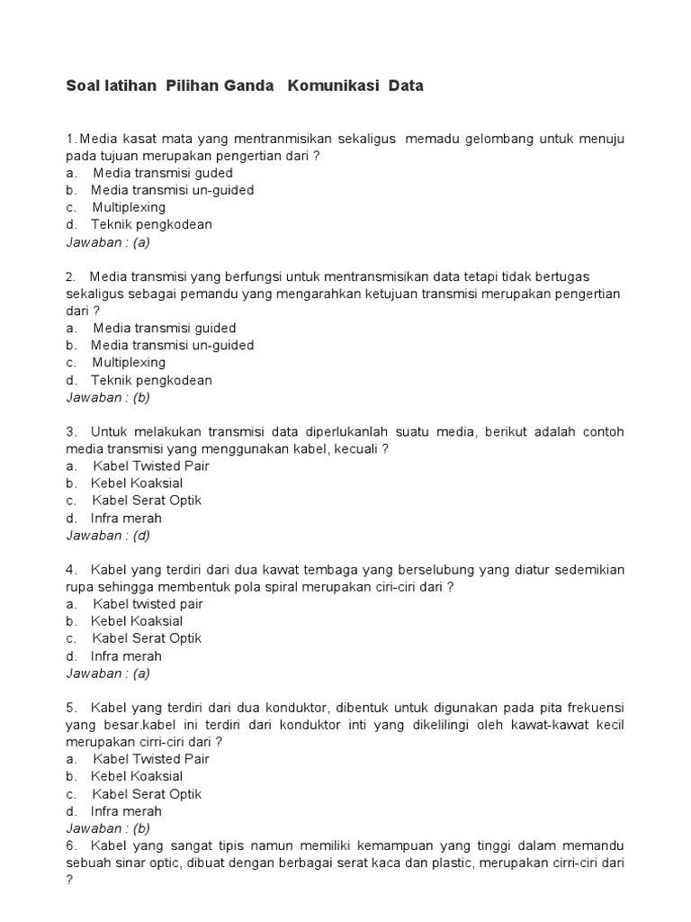 Soal Komunikasi Data | PDF