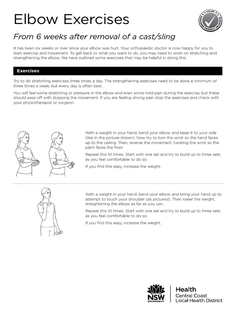Elbow Exercises From 6 Weeks | PDF | Elbow | Hand