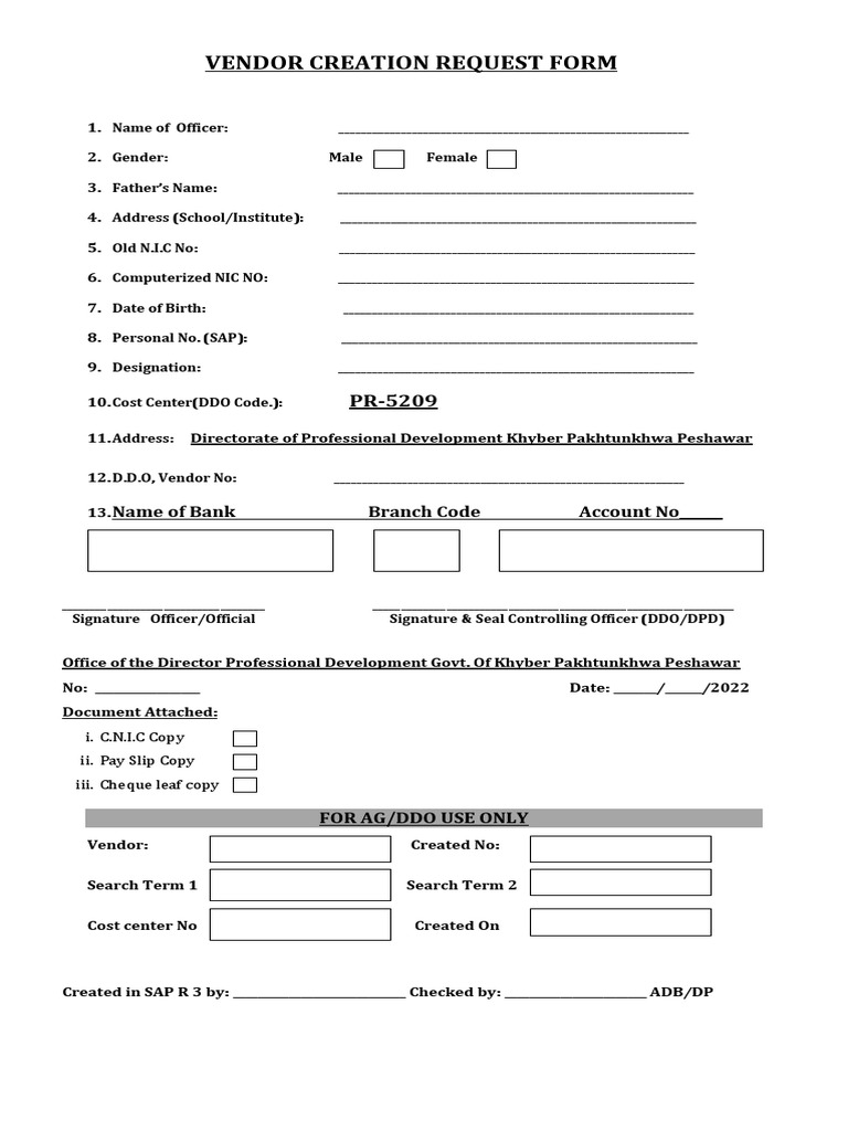 Vendor Form DPD 2022 | PDF